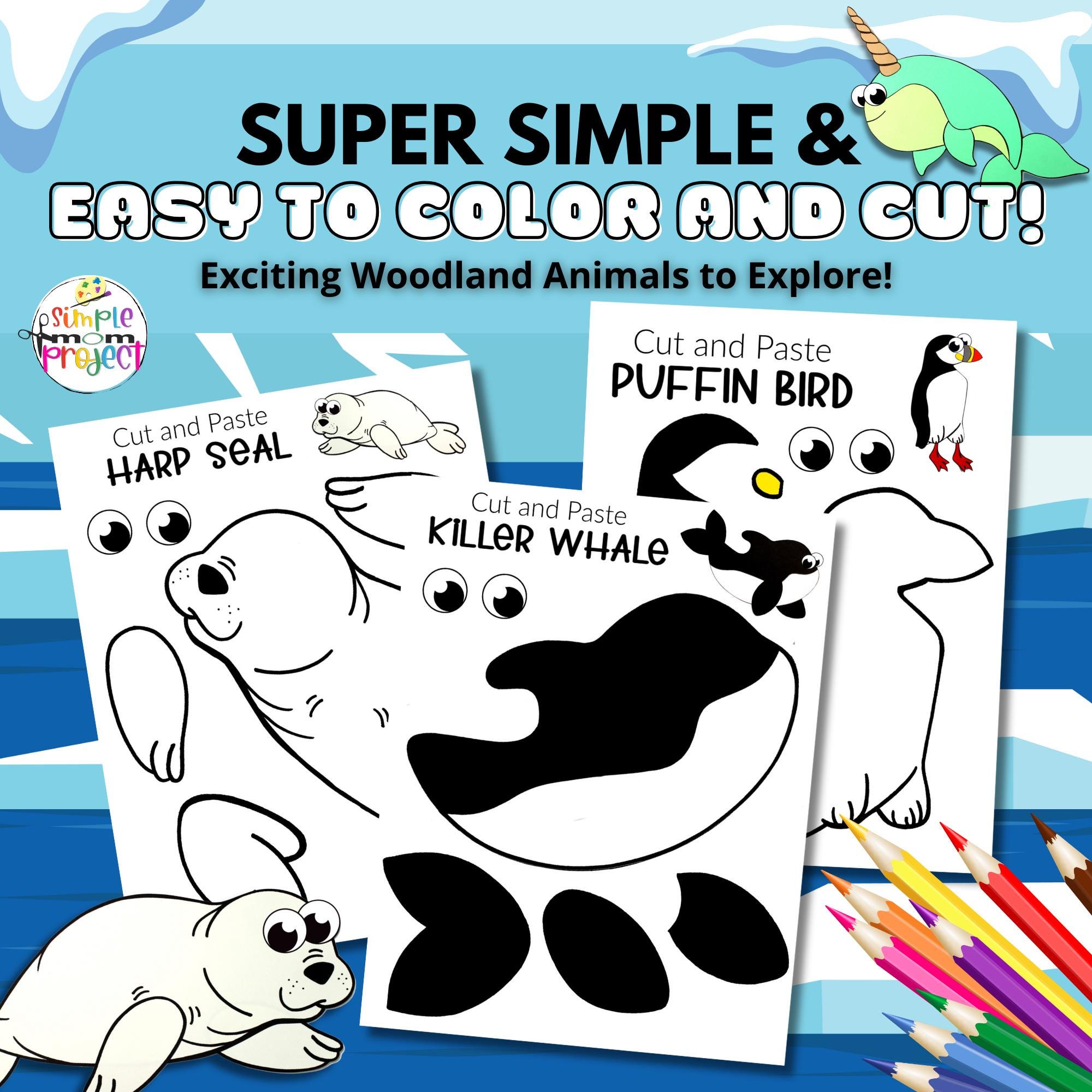 14 Full Colored Arctic Animal Cut and Paste Bundle | Full Colored ...