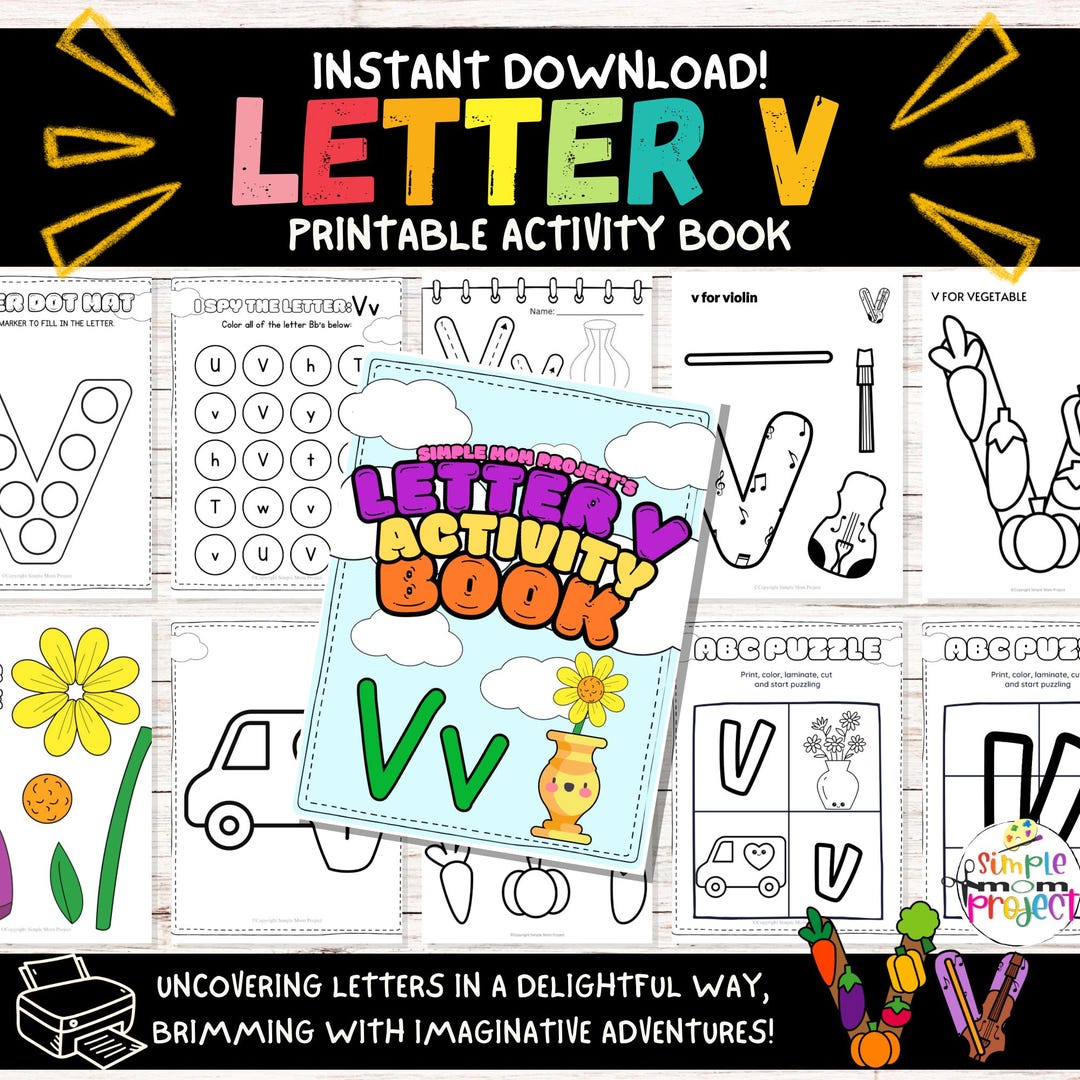 25 Page Letter V Activity Printable Book for Preschool and Toddlers ...