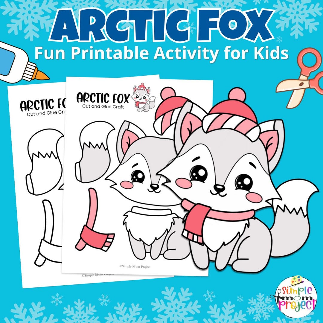 Winter Arctic Fox Craft Template | Printable Woodland Animal Cut and ...