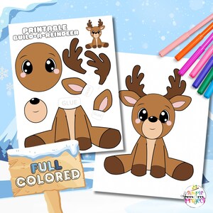 Build A Reindeer Printable Craft | Fun Paper Reindeer Template Activity ...