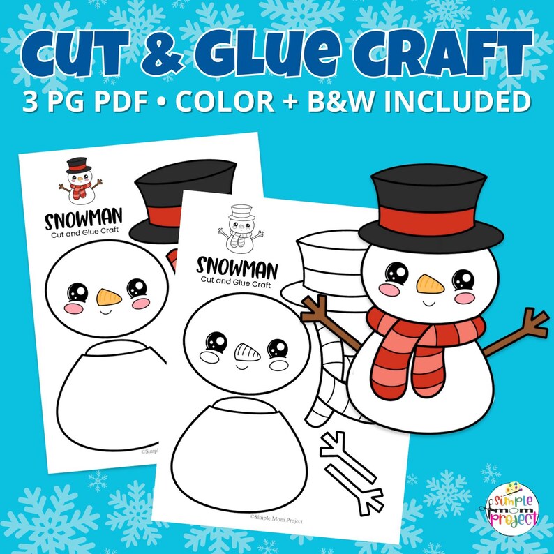 Printable Snowman Craft Template: Winter Cut & Paste Activity (PDF) - Etsy