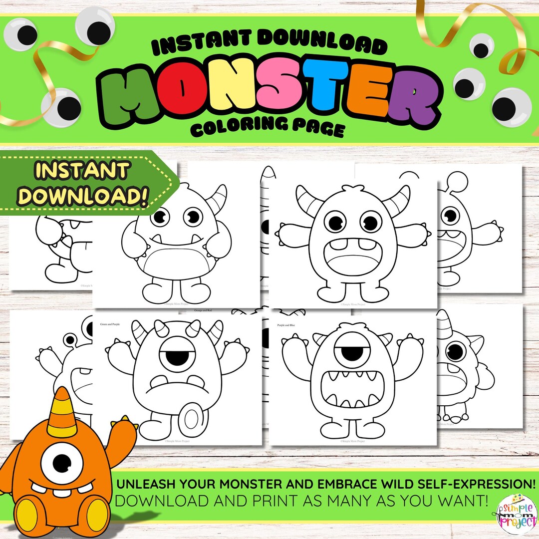 10 Mini Coloring Page Activity | Paper Monster Coloring Sheets ...