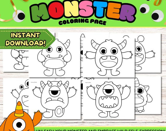 Printable Create Your Monster Template, Monster Party Coloring Sheets ...