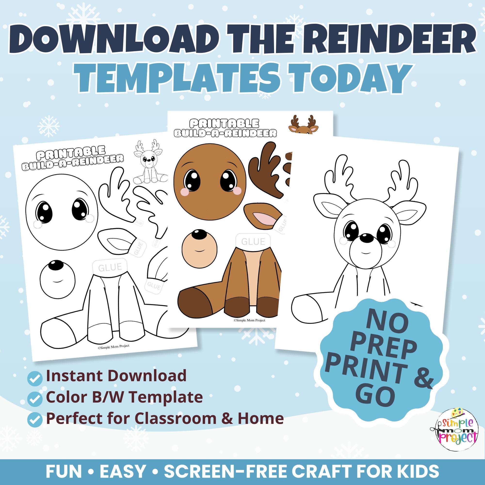 Build-a-reindeer Printable Craft | Winter Kids Activity | Cut & Paste ...