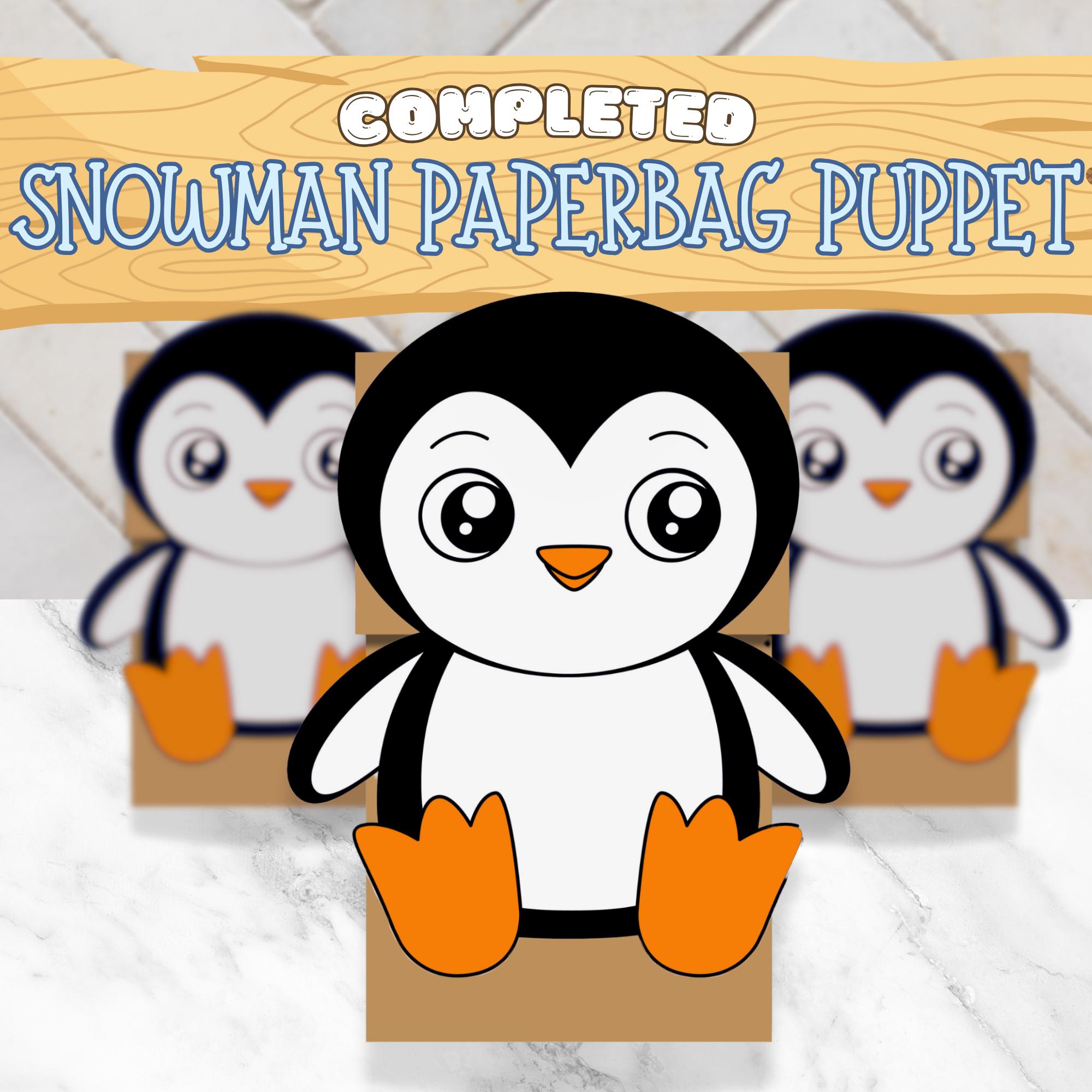 Penguin Paper Bag Puppet Printable Craft | Fun Paper Bag Penguin Puppet ...