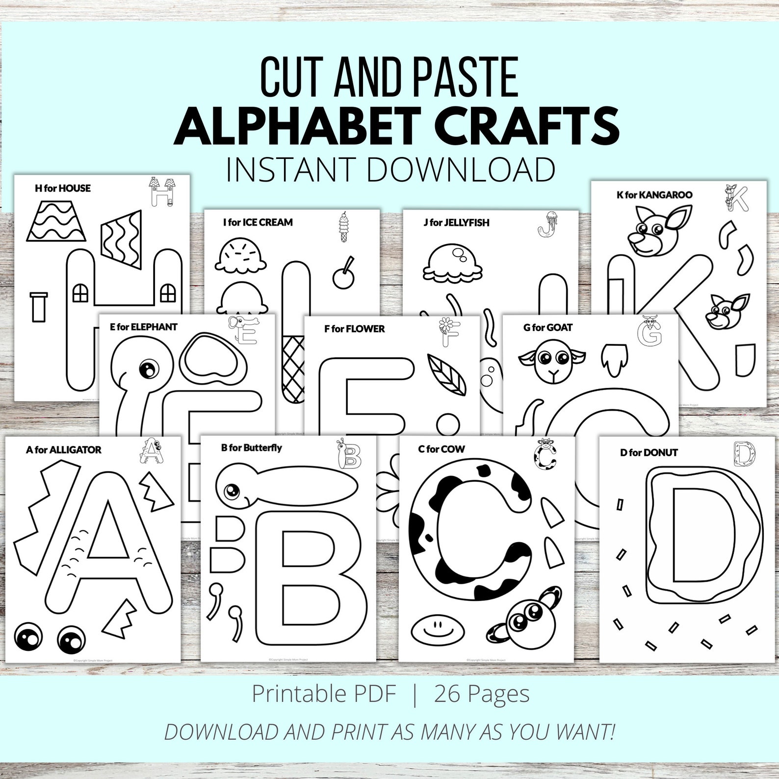 Alphabet Craft Printable ABC Crafts Printable Learning Letters Alphabet ...