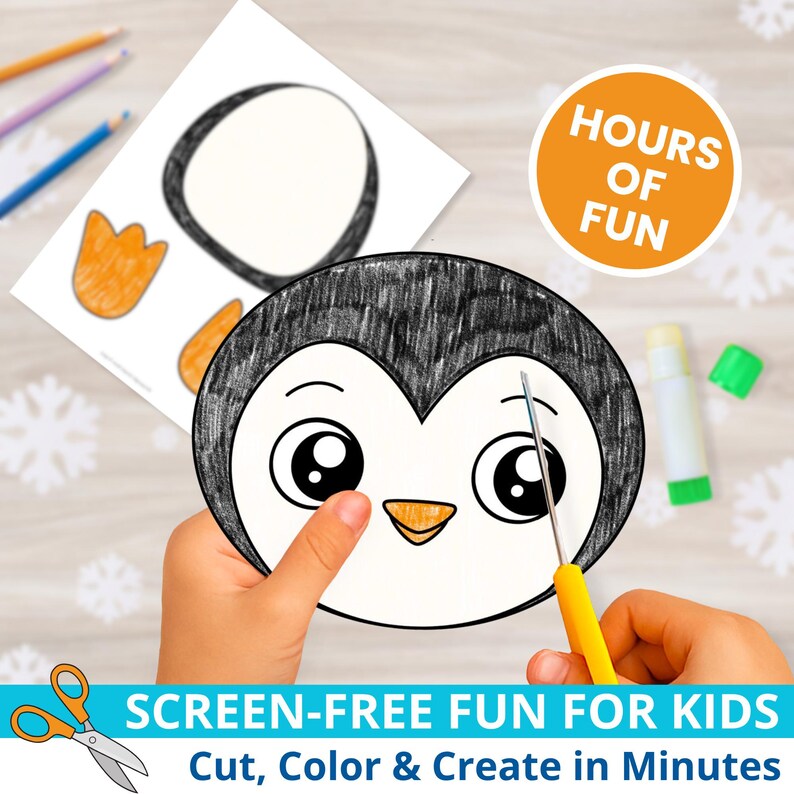 Penguin Paper Bag Puppet Printable | Winter Craft | Arctic Animal ...