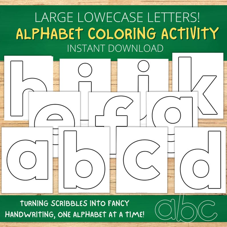 Lowercase Alphabet Coloring Pages: A-Z Letter Recognition (PDF) - Etsy