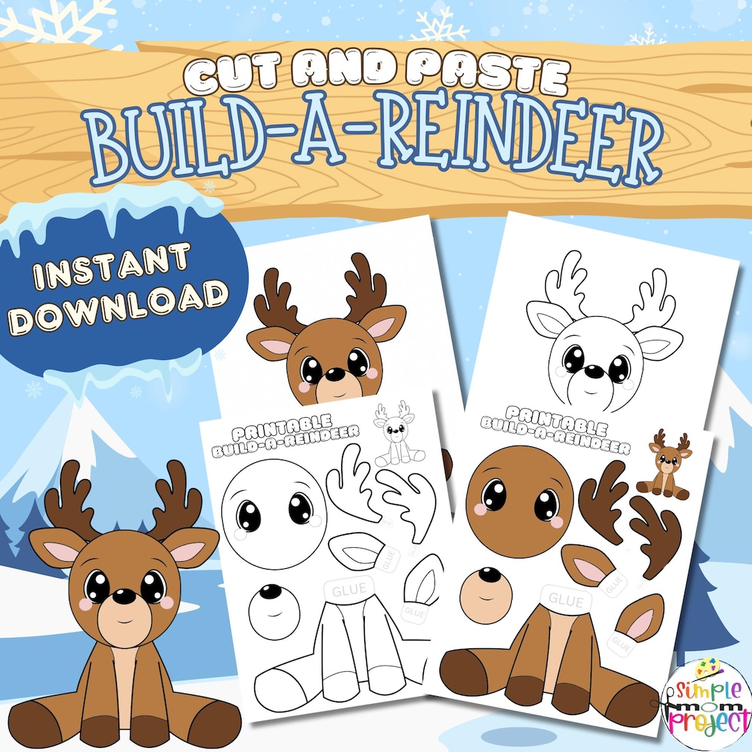 Build A Reindeer Printable Craft | Fun Paper Reindeer Template Activity ...