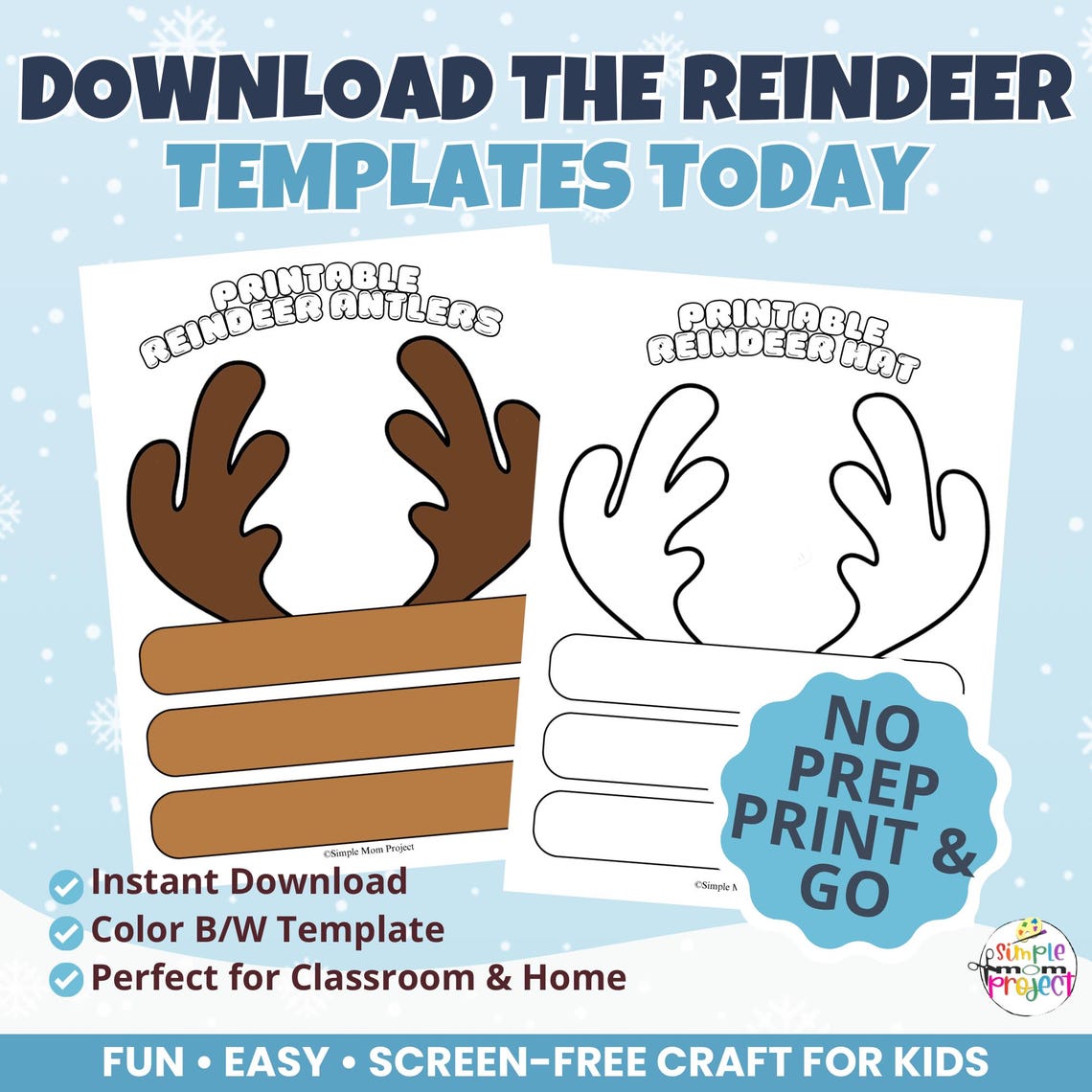 Reindeer Antlers Headband Printable | Winter Craft for Kids | Cut ...