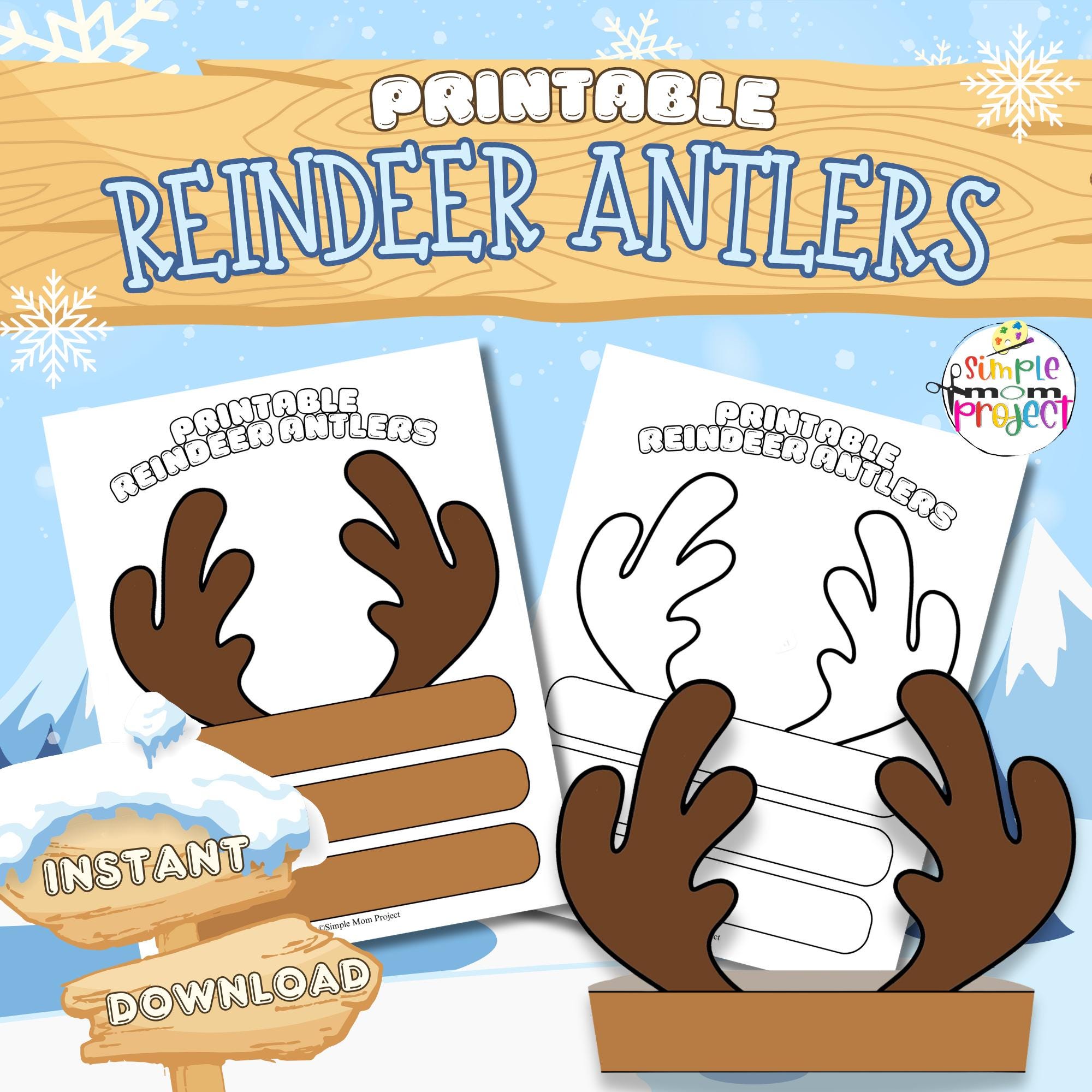 Reindeer Antlers Printable Craft Fun Paper Reindeer Antler Headband ...