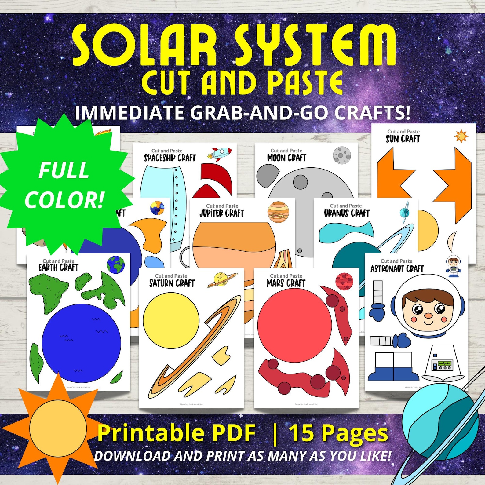Solar System Cut and Paste Craft: Planet Activity (PDF) - Etsy