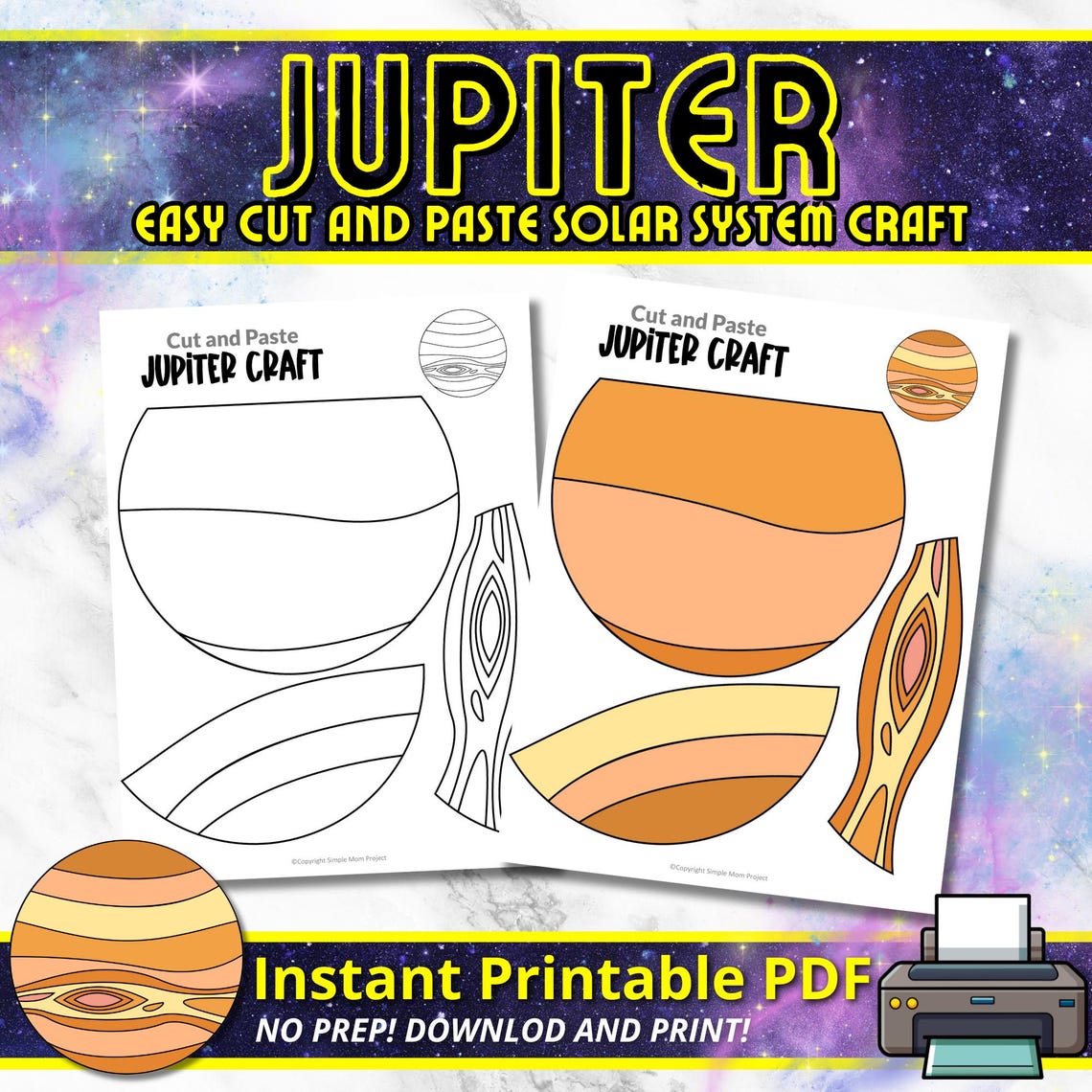 Jupiter Cut and Paste Craft: Solar System Activity (printable PDF) - Etsy