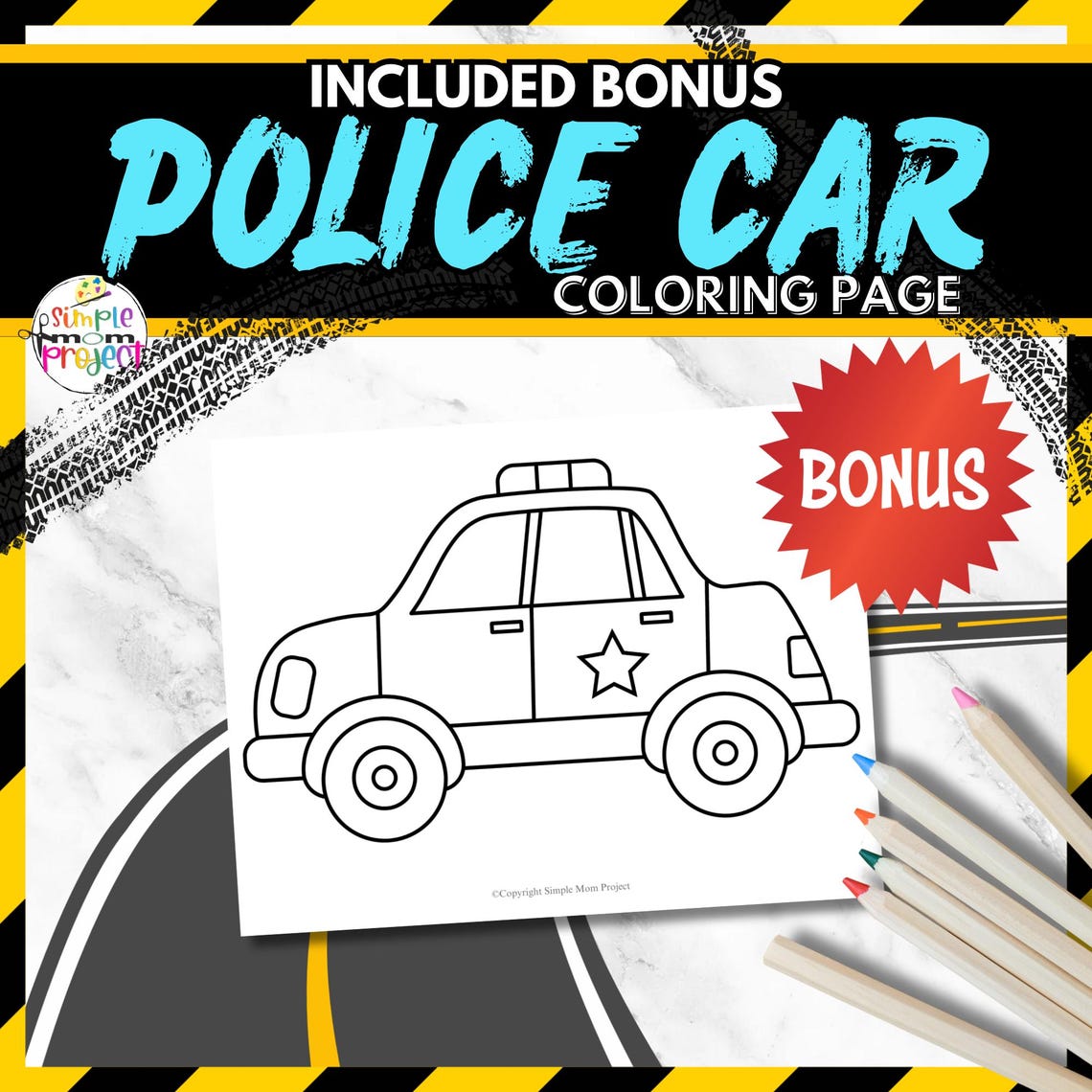 Printable Police Car Craft: Cut and Paste Activity (digital Download ...
