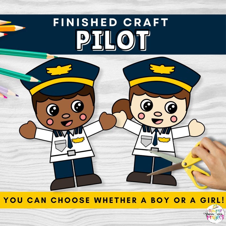 Pilot Printable Paper Craft for Kids | Pre-colored | Black & White - Etsy