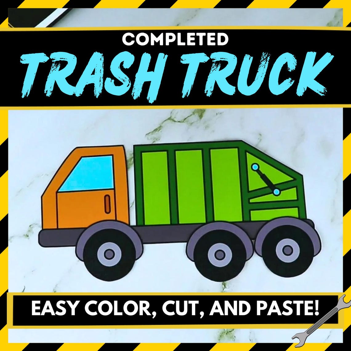 Trash Truck Craft: Cut & Paste Activity, Coloring Page (instant ...