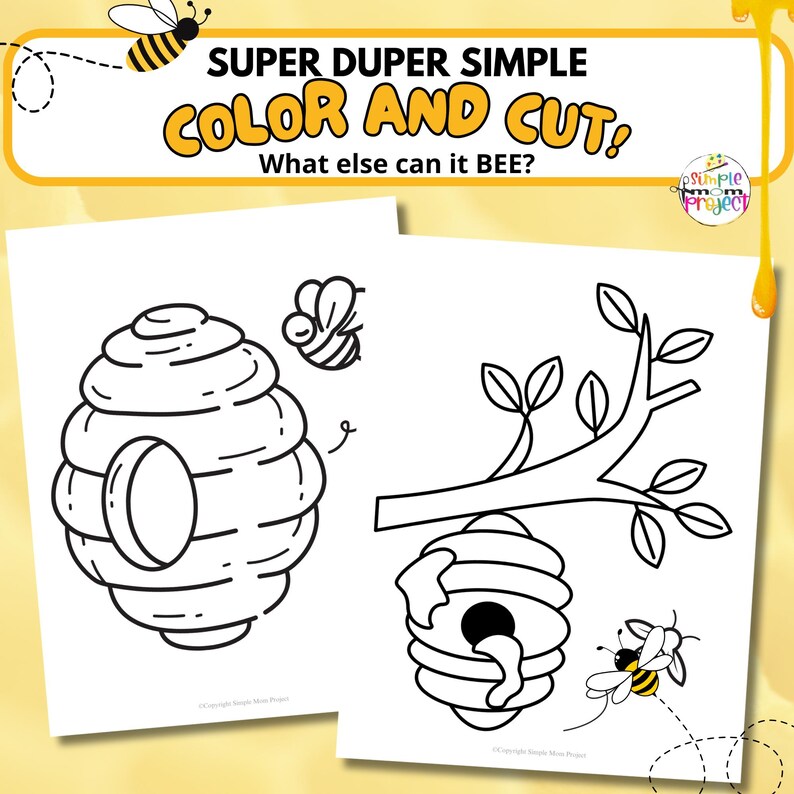 10 Beehive and Bee Coloring Pages for Kids | Beehive Printables | Honey ...