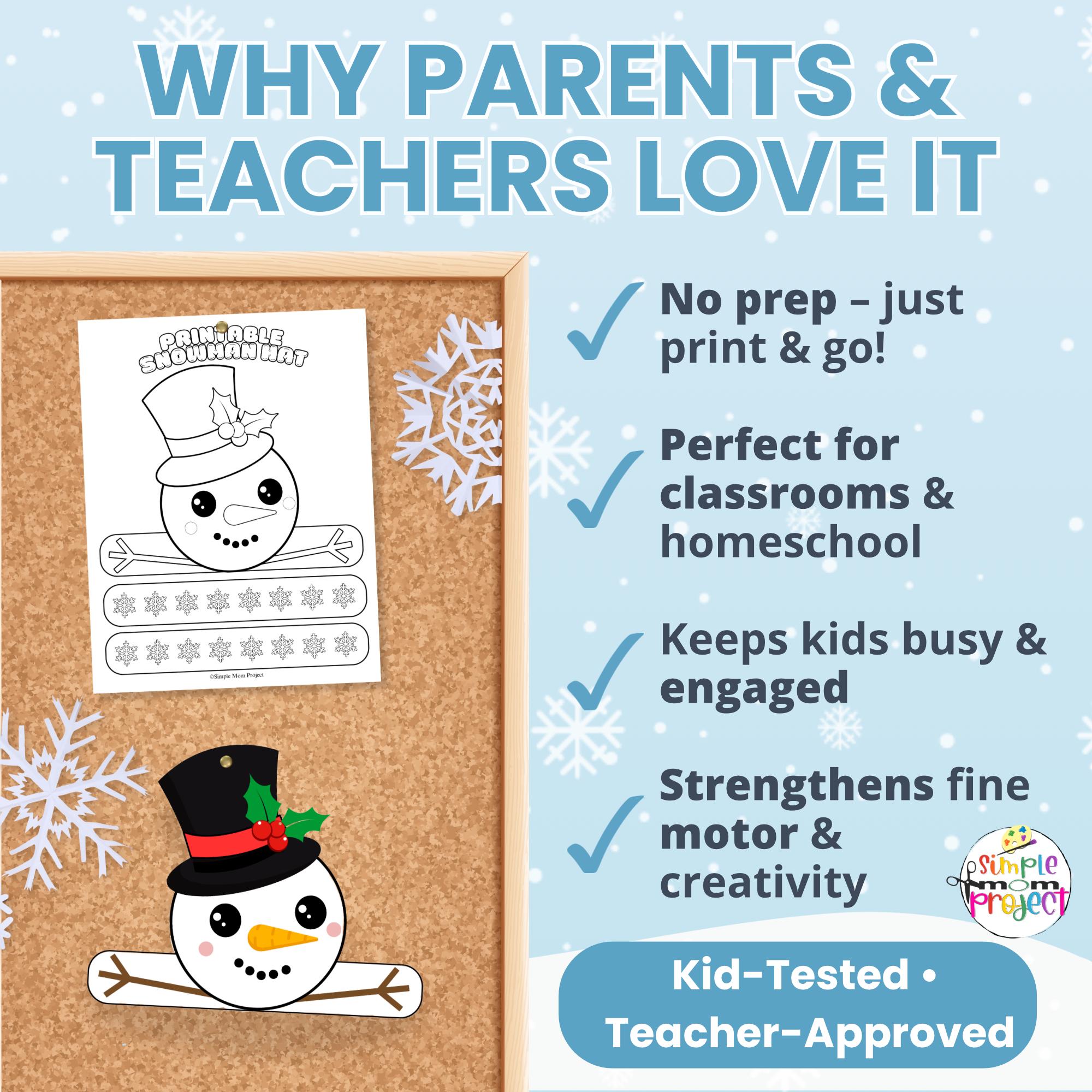 Snowman Hat Craft Printable | Winter Headband for Kids | Cut & Paste ...
