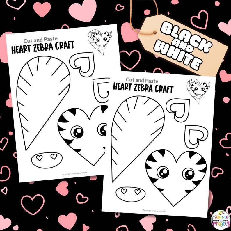 Heart Zebra Printable Craft for Kids Heart Zebra Craft Heart Zebra ...