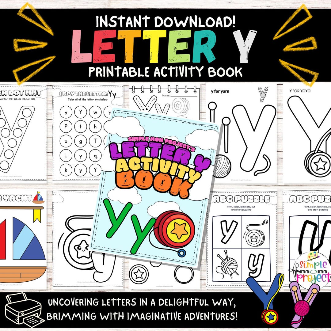 Letter Y Activity Book: Printable Worksheets & Coloring Pages (PDF) - Etsy