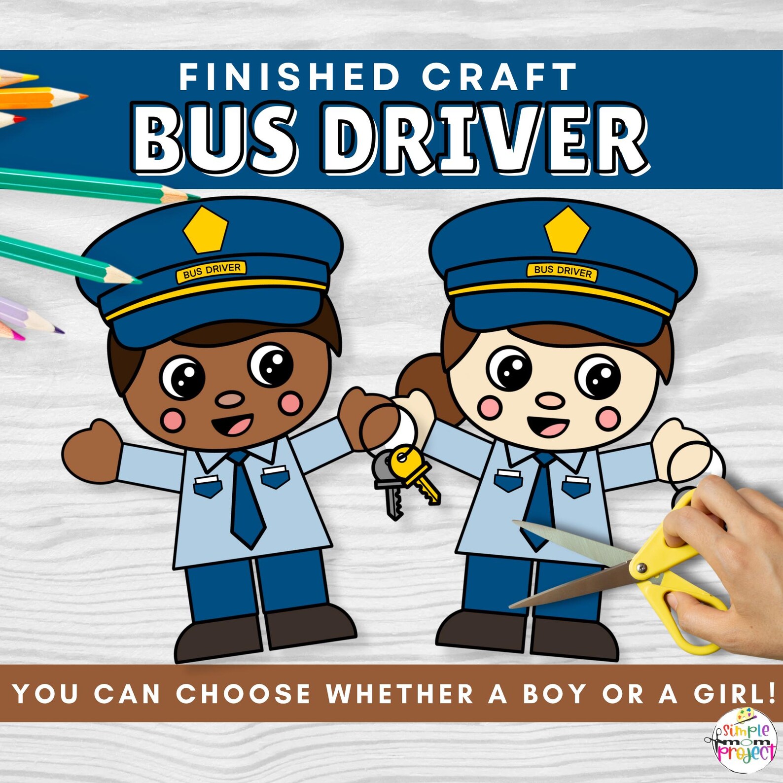 Bus Driver Printable Paper Craft for Kids | Pre-colored | Black & White ...