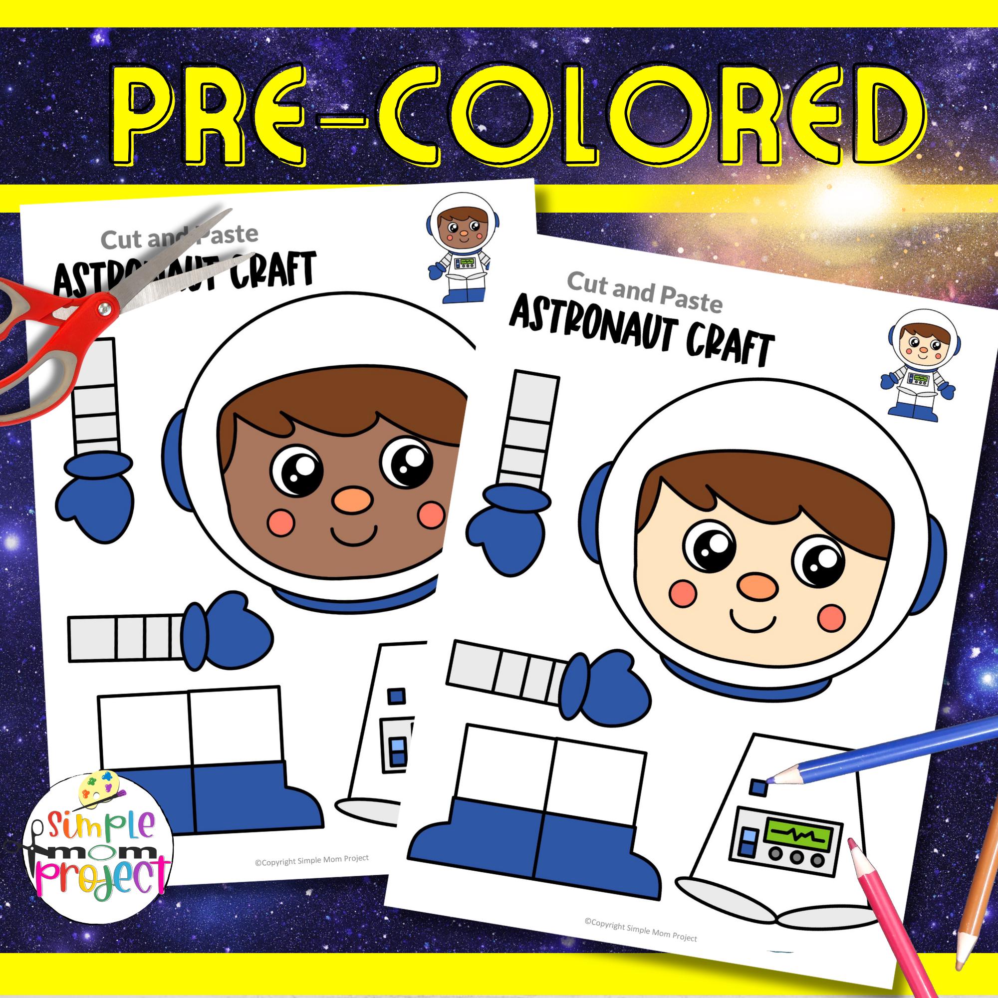 Astronaut Cut and Paste Craft: Space Suit Coloring Activity (digital ...