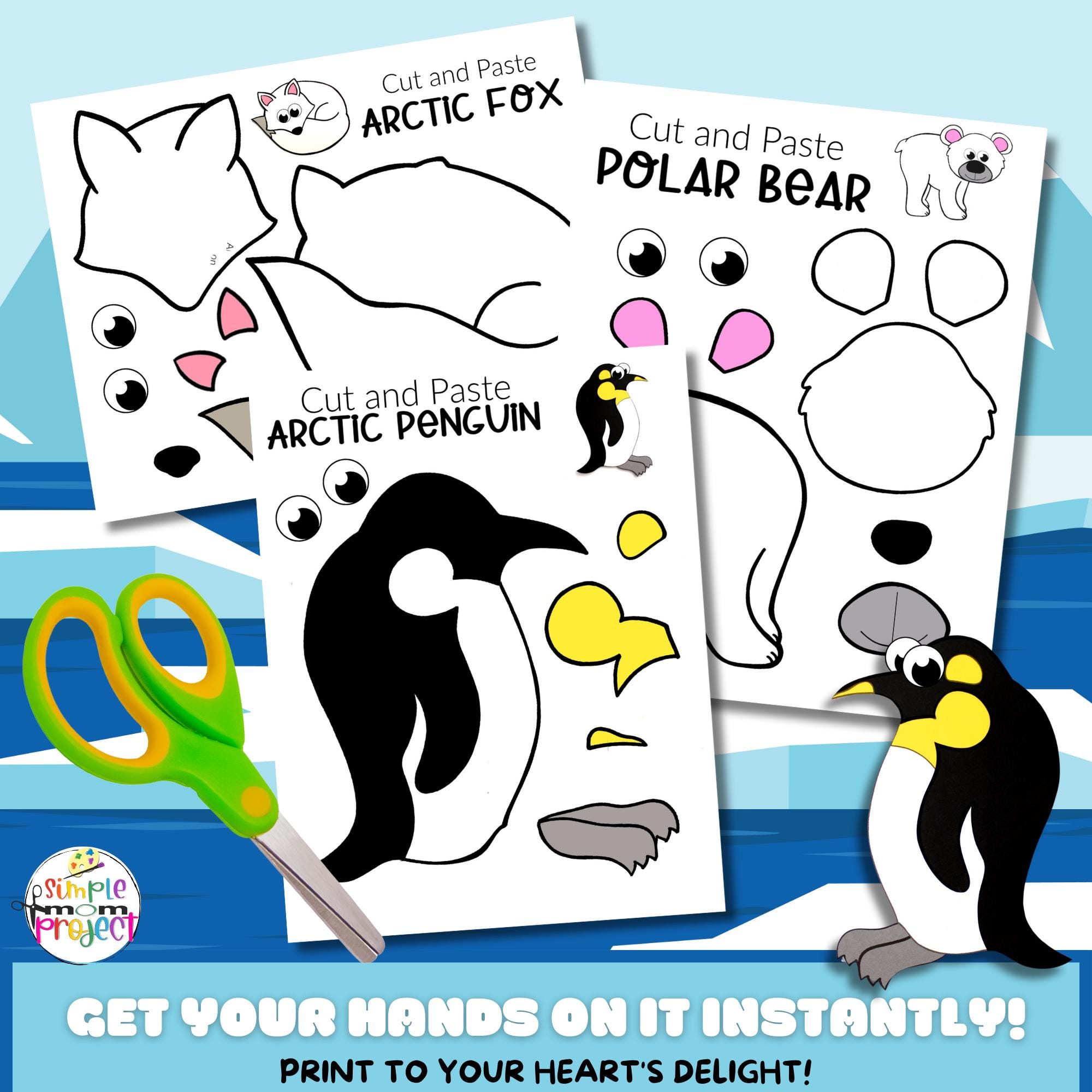 Arctic Animal Cut and Paste Craft Bundle (PDF) - Etsy