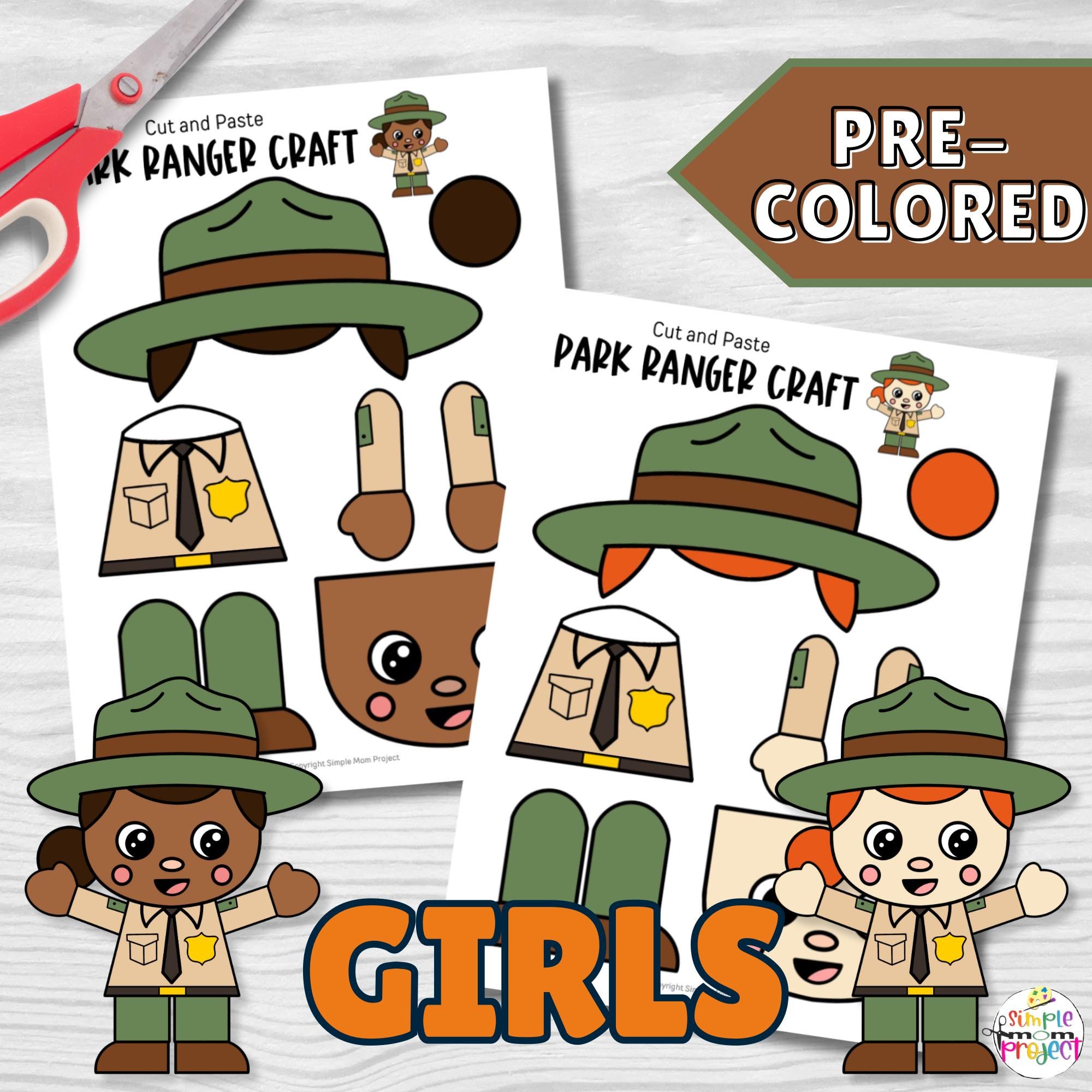 Park Ranger Printable Paper Craft for Kids | Pre-colored | Black ...