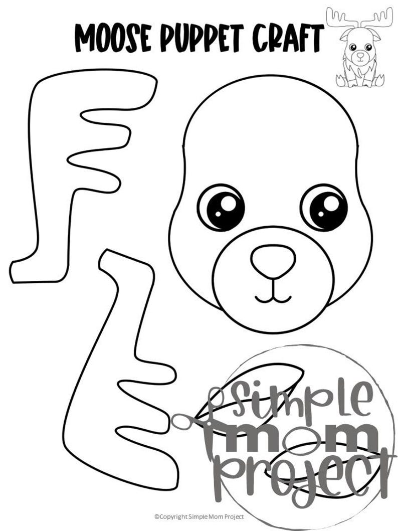 Moose Paper Bag Puppet Craft | Woodland Animal Printable | Cut and ...