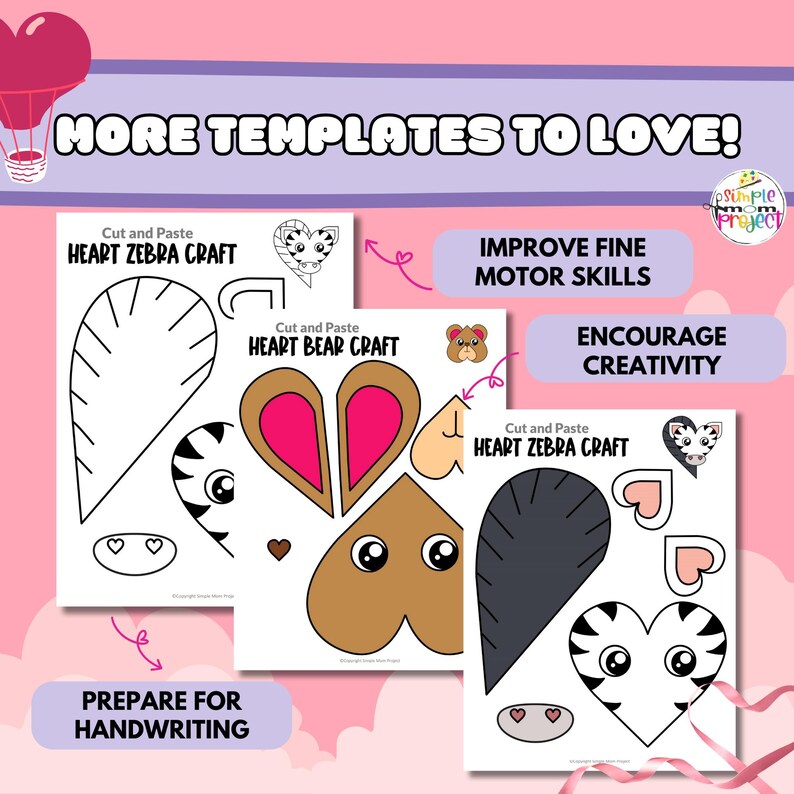 Heart Animal Crafts: Printable Template Activities for Kids (PDF ...