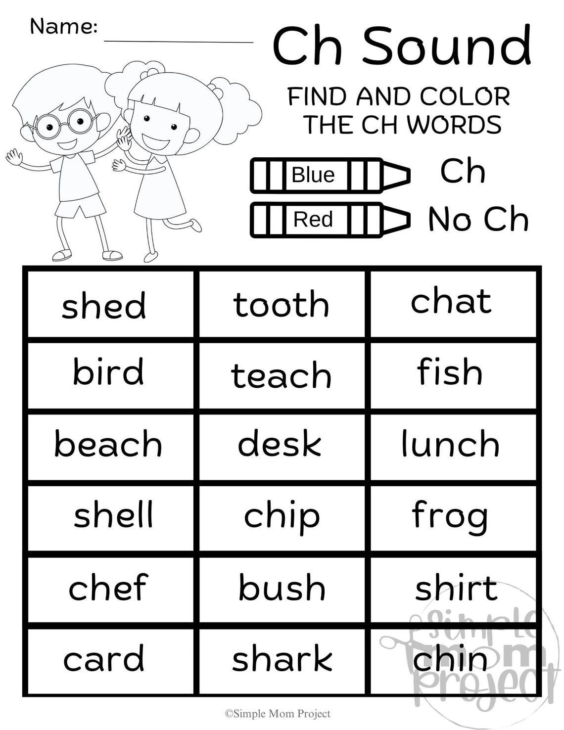 Digraph 'ch' Word Worksheets | Letter Blending Ch | Phonics | Easy and ...