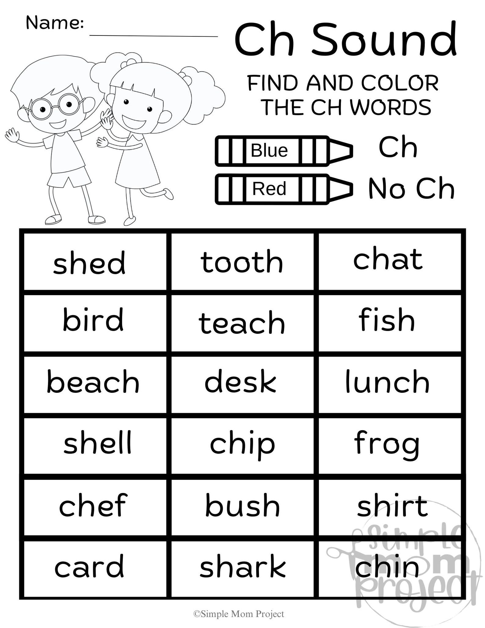 Digraph 'ch' Word Worksheets | Letter Blending Ch | Phonics | Easy and ...