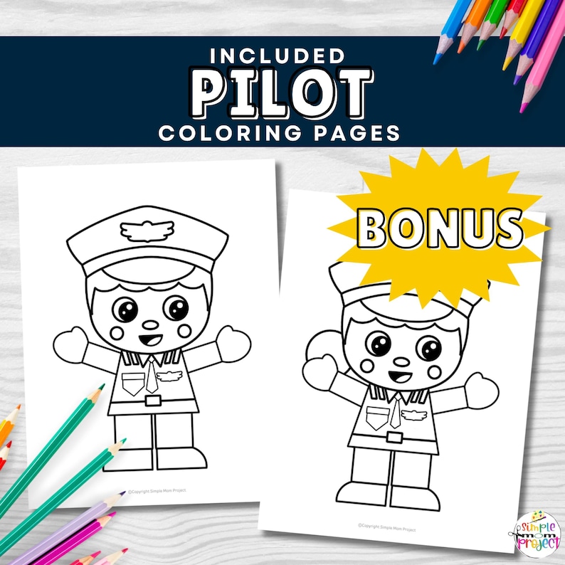 Pilot Printable Paper Craft for Kids | Pre-colored | Black & White - Etsy