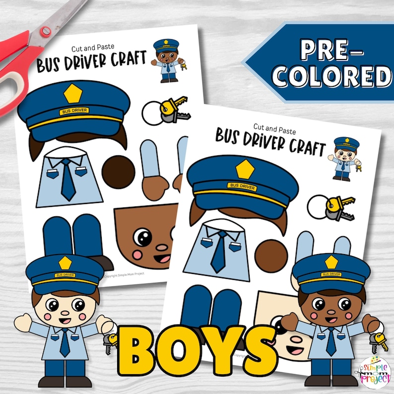 Bus Driver Printable Paper Craft for Kids | Pre-colored | Black & White ...