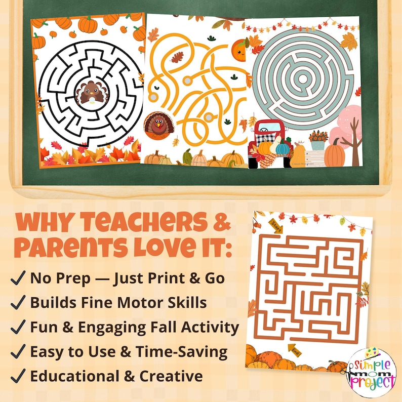 Fall Mazes for Kids | 10 Printable Worksheets (PDF) - Etsy