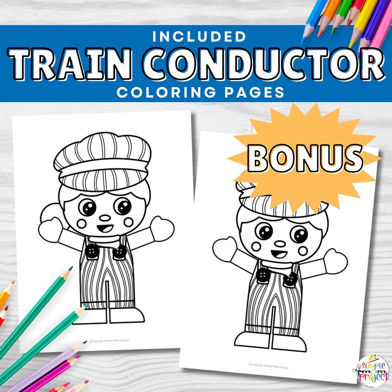 Train Conductor Printable Paper Craft for Kids | Pre-colored | Black ...