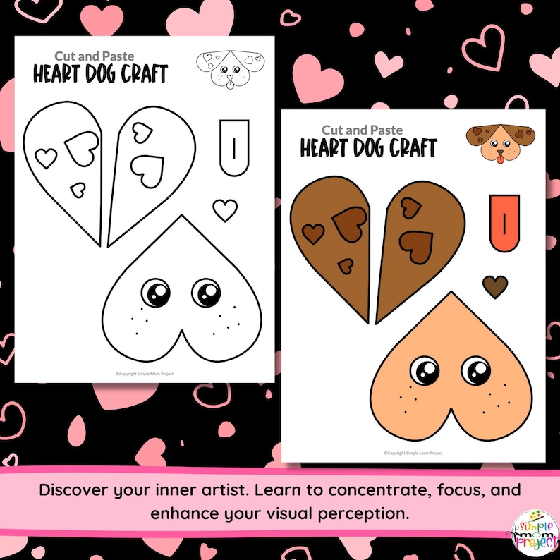 Heart Dog Printable Craft for Kids | Heart Puppy Dog Craft | Heart Dog ...
