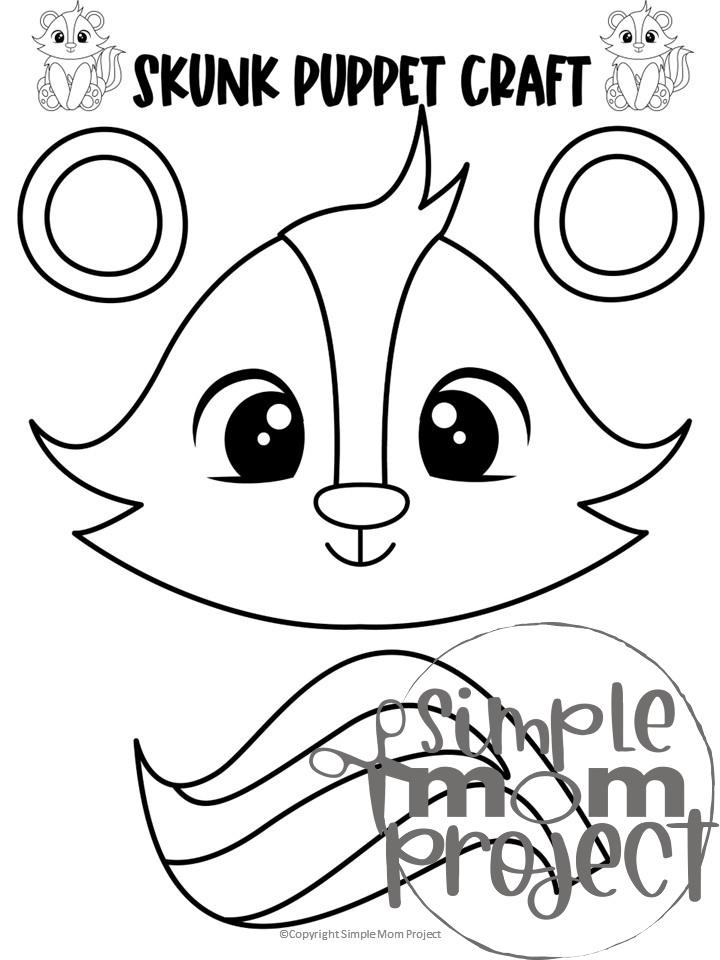 Skunk Paper Bag Puppet Craft | Woodland Animal Printable | Cut and ...