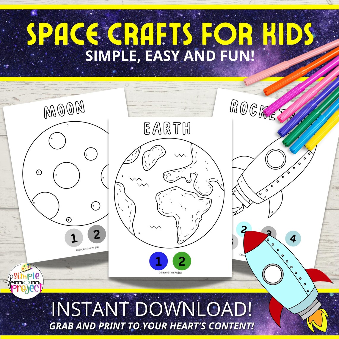Solar System Color by Number Printables: Space Science (PDF) - Etsy