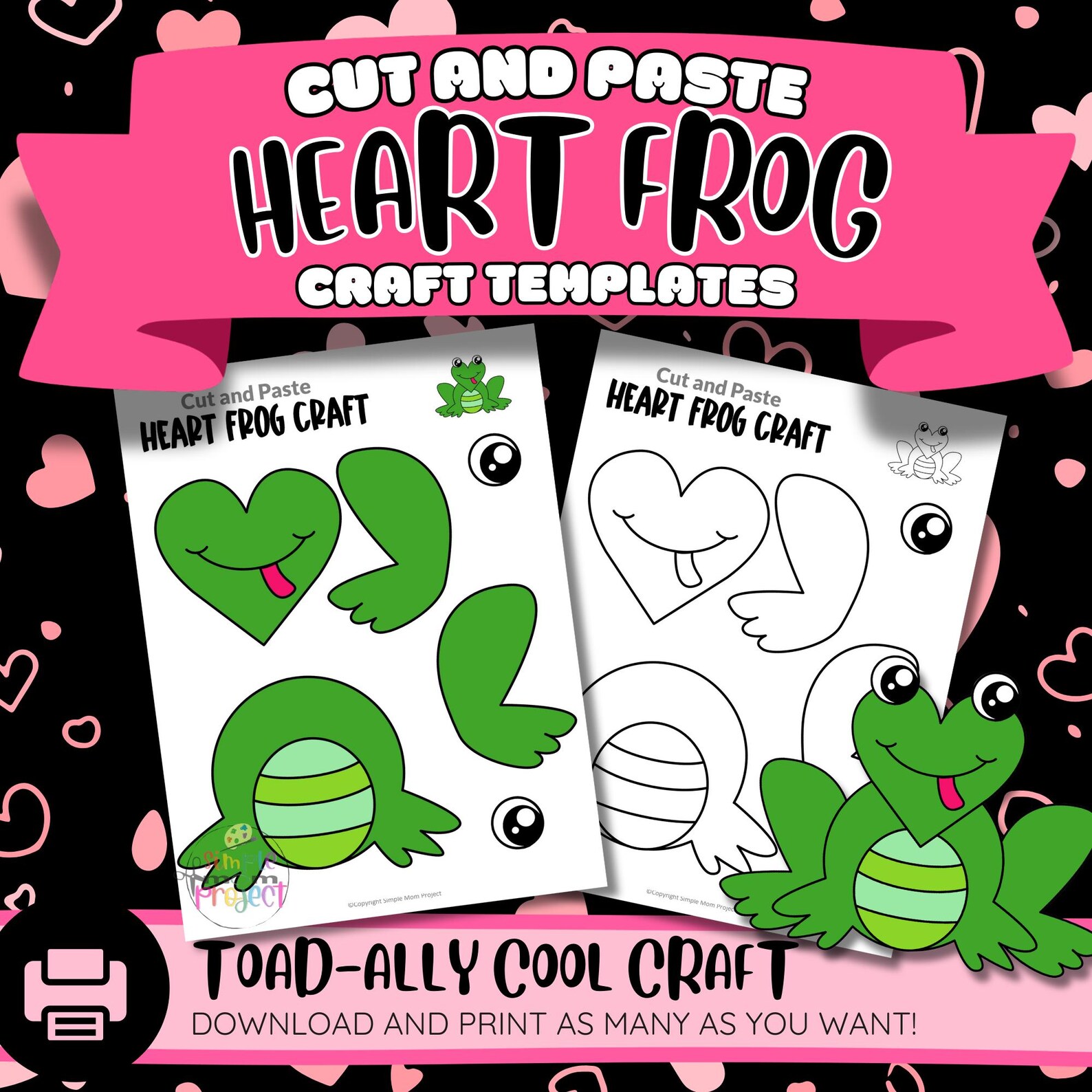 Heart Frog Craft: Printable Template for Kids (PDF) - Etsy