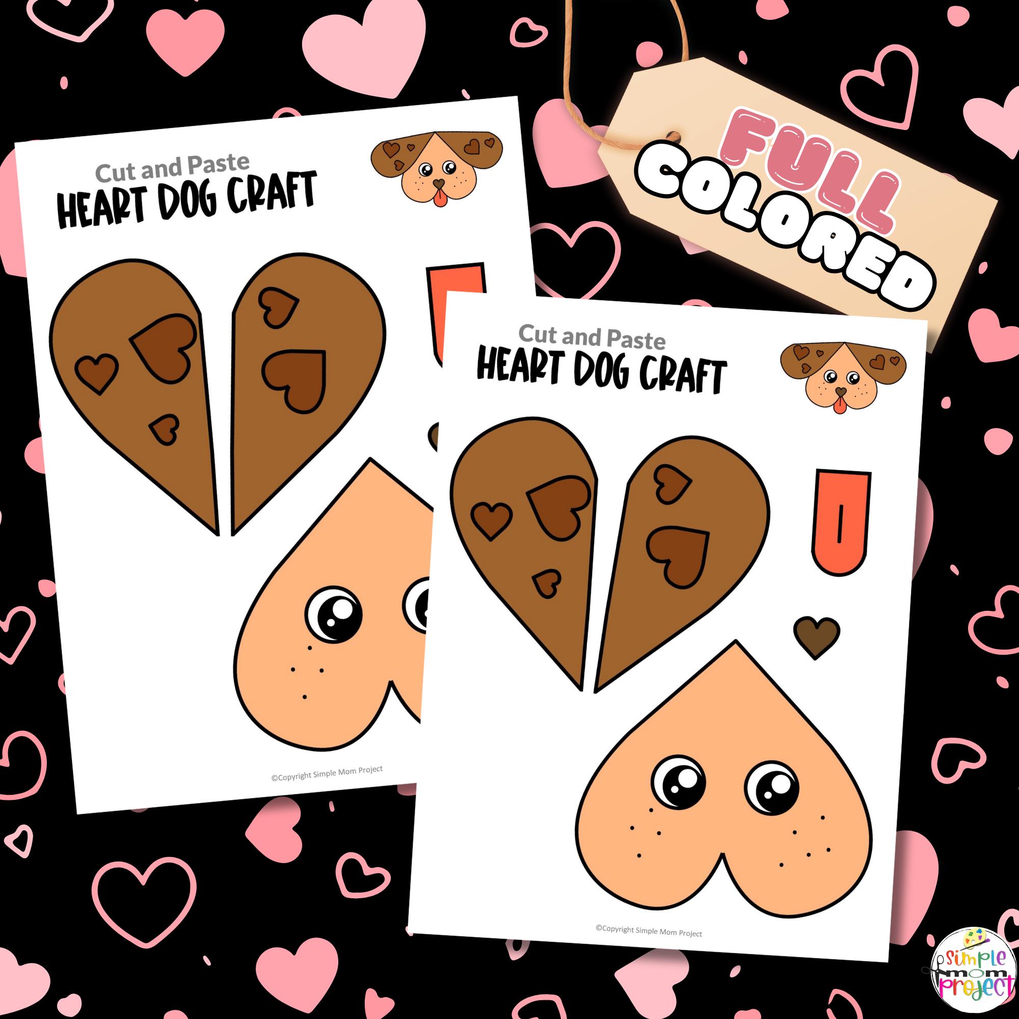 Heart Dog Printable Craft for Kids | Heart Puppy Dog Craft | Heart Dog ...