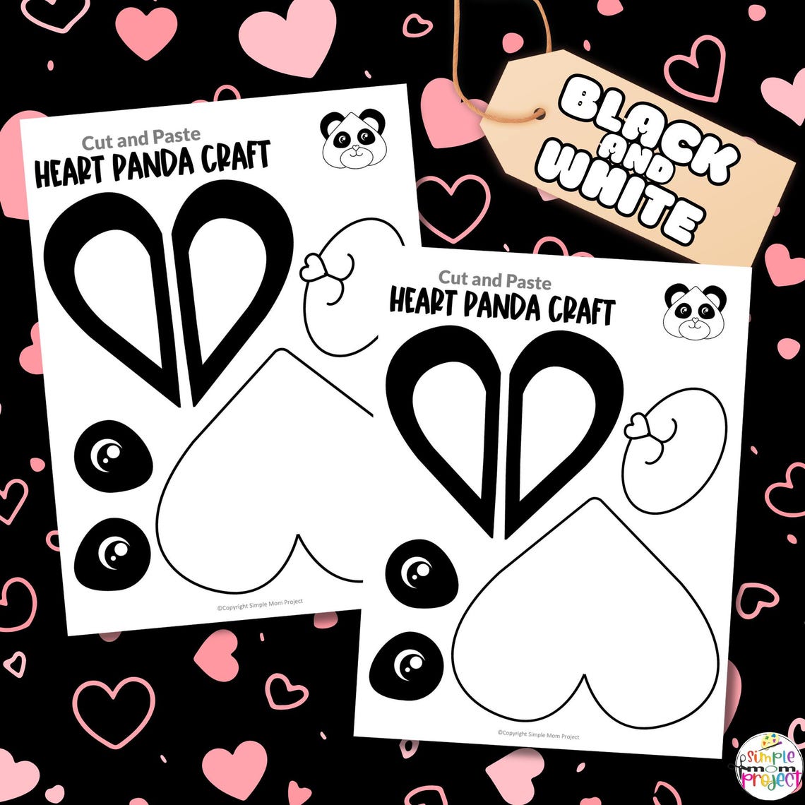 Heart Panda Bear Printable Craft for Kids | Heart Panda Bear Craft ...