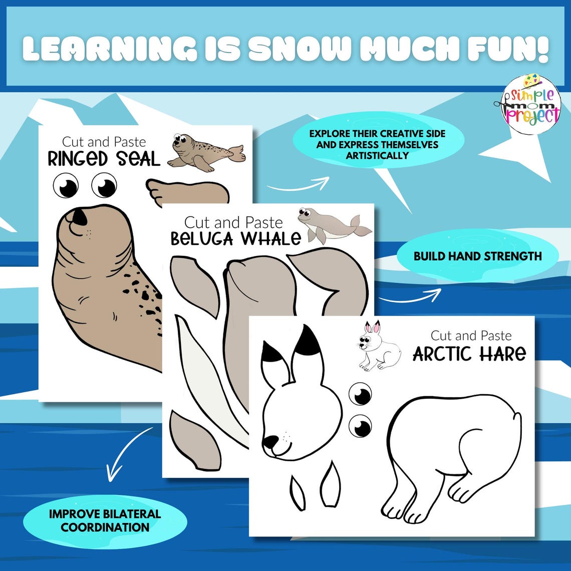 Arctic Animal Cut and Paste Craft Bundle (PDF) - Etsy