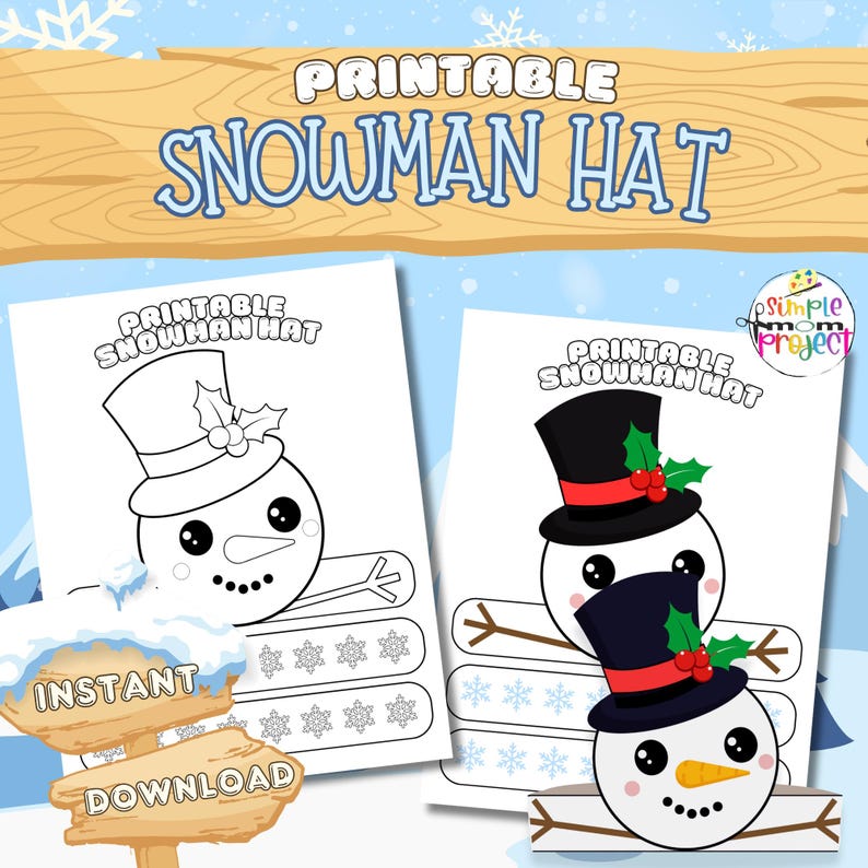 Snowman Hat Printable Craft: Fun Paper Headband (digital Download) - Etsy