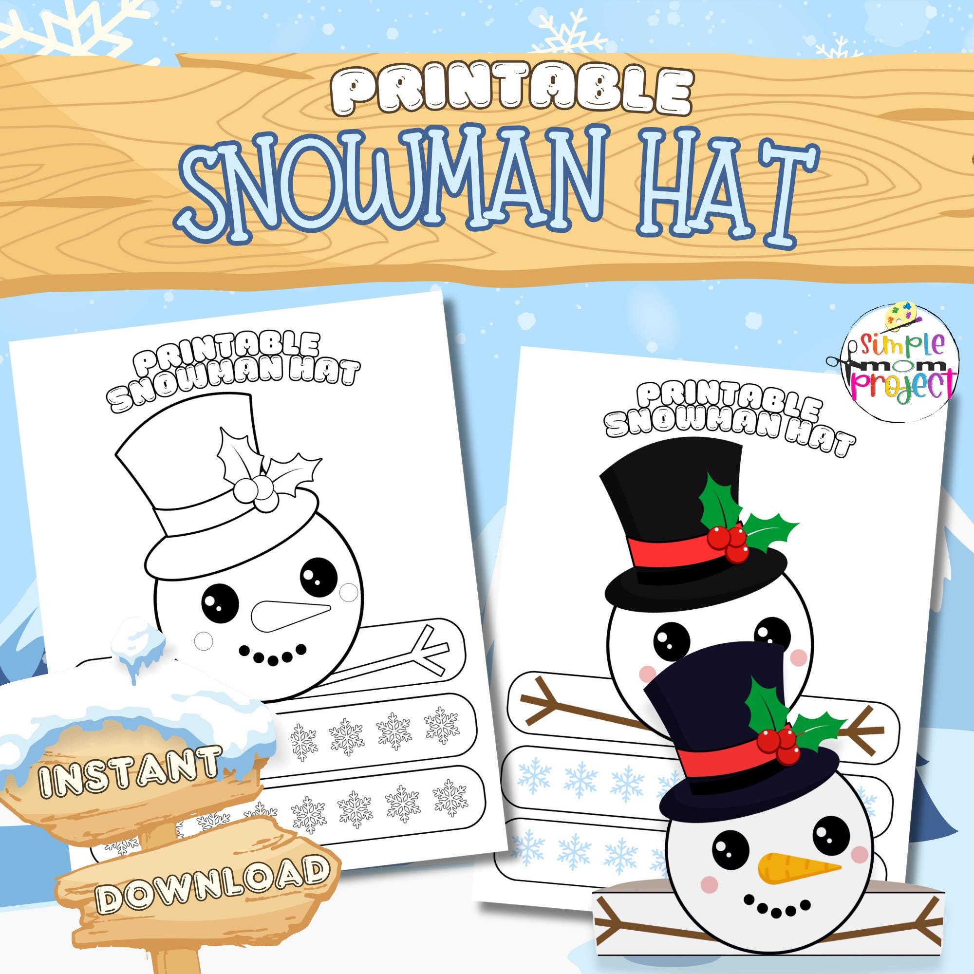 Snowman Hat Printable Craft: Fun Paper Headband (digital Download) - Etsy