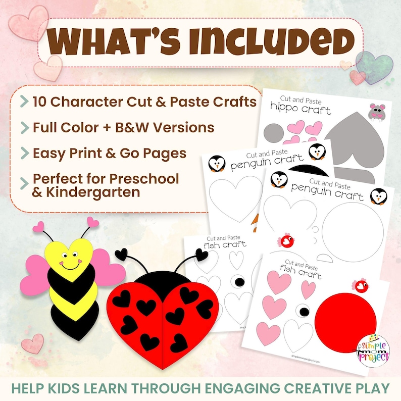 Heart Animal Crafts: Printable Template Activities for Kids (PDF) - Etsy