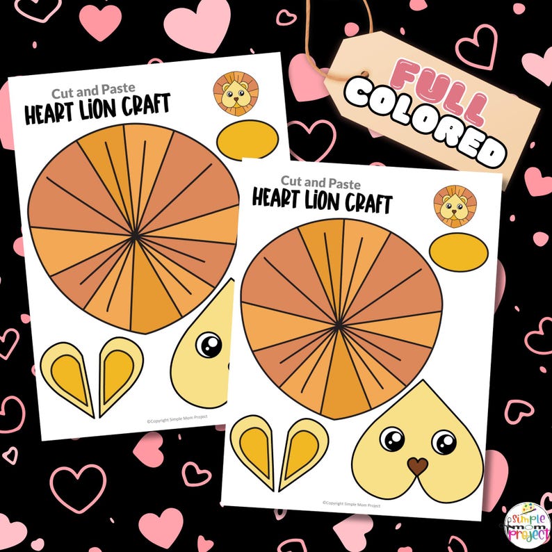 Heart Lion Craft: Printable Activity for Kids (PDF) - Etsy