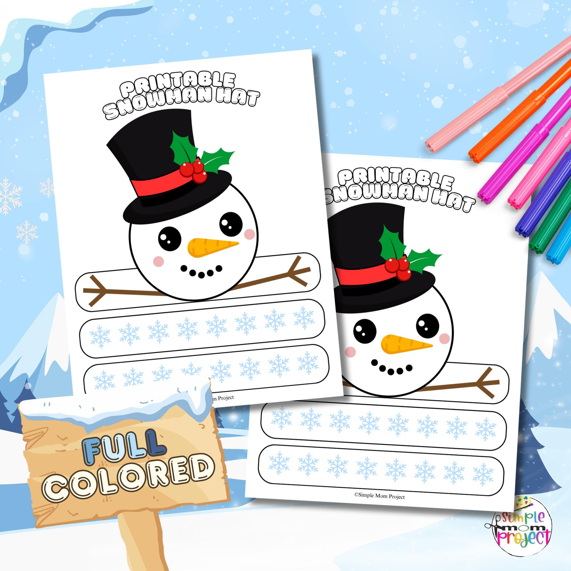 Snowman Hat Printable Craft: Fun Paper Headband (digital Download) - Etsy
