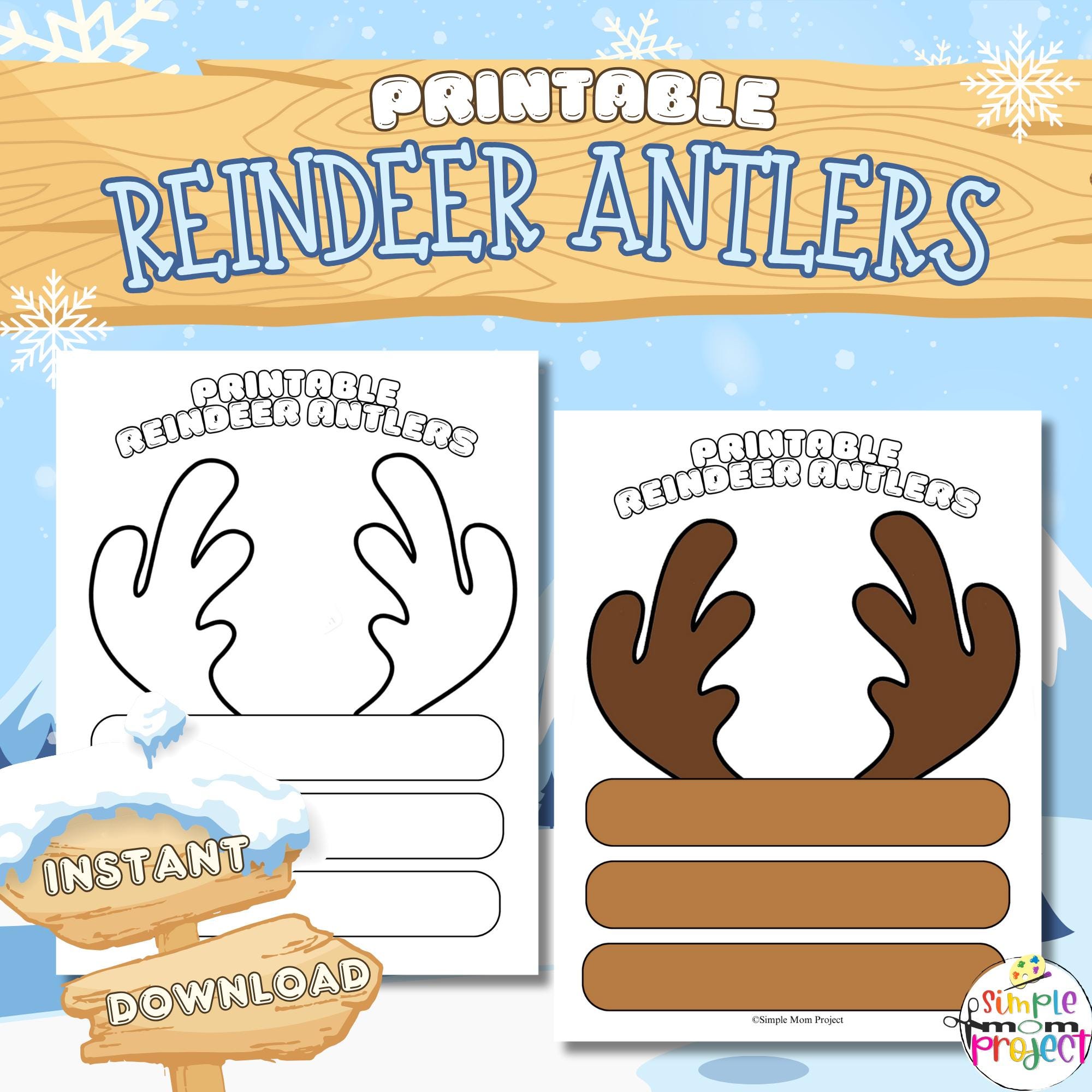Reindeer Antlers Printable Craft Fun Paper Reindeer Antler Headband ...