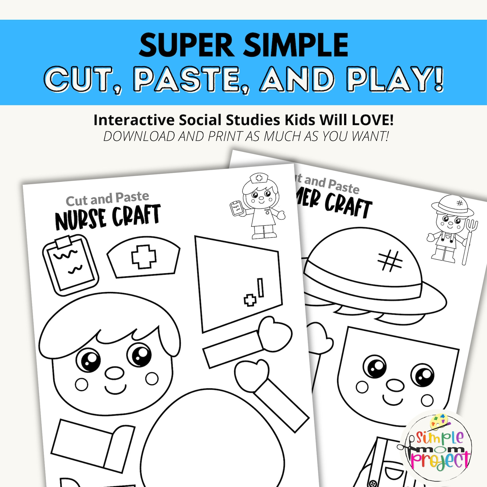 Community Helper Crafts: Cut & Paste Activity, Coloring Pages (PDF) - Etsy